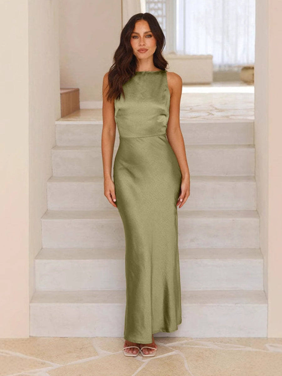 Green Backless Satin Solid Prom Dress MYT1021 – MISS ORD
