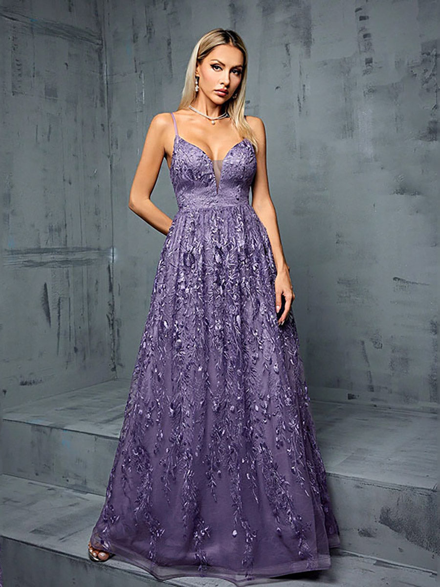 Embroidery Spaghetti Backless Prom Dress MCW0926 – MISS ORD