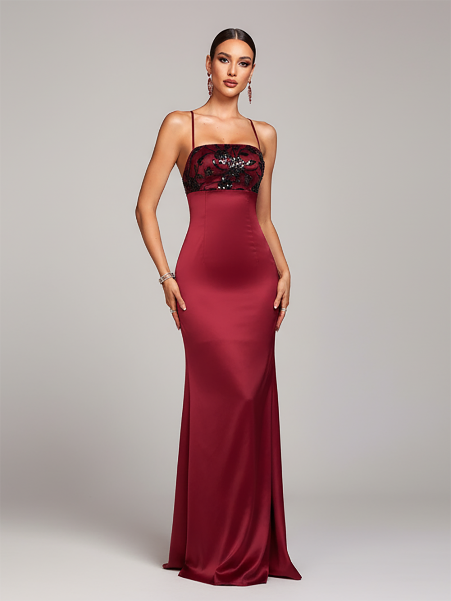 Red Panel Spaghetti Backless Prom Dress SL30106 – MISS ORD