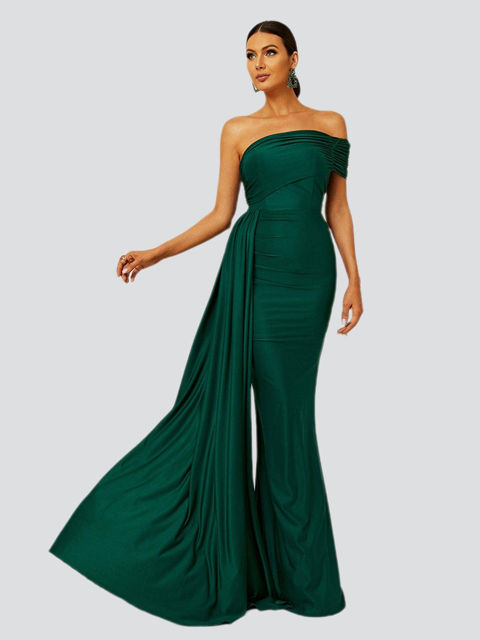 Missord Draping Emerald Green Dress Online Sale – MISS ORD